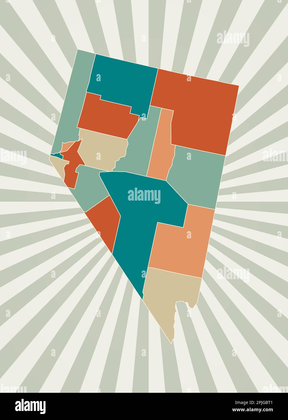 Nevada map. Poster with map of the US state in retro color palette ...