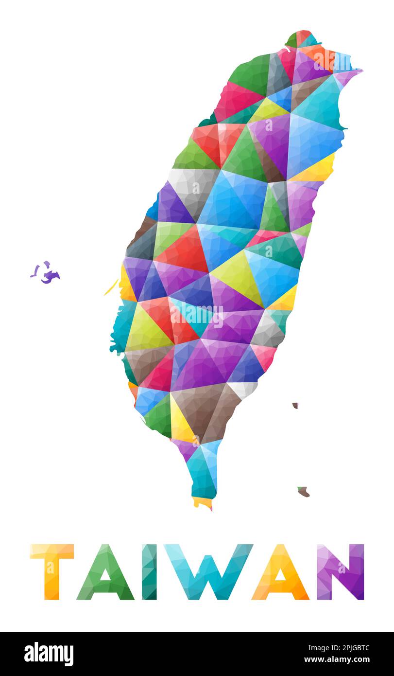 Taiwan - colorful low poly country shape. Multicolor geometric ...