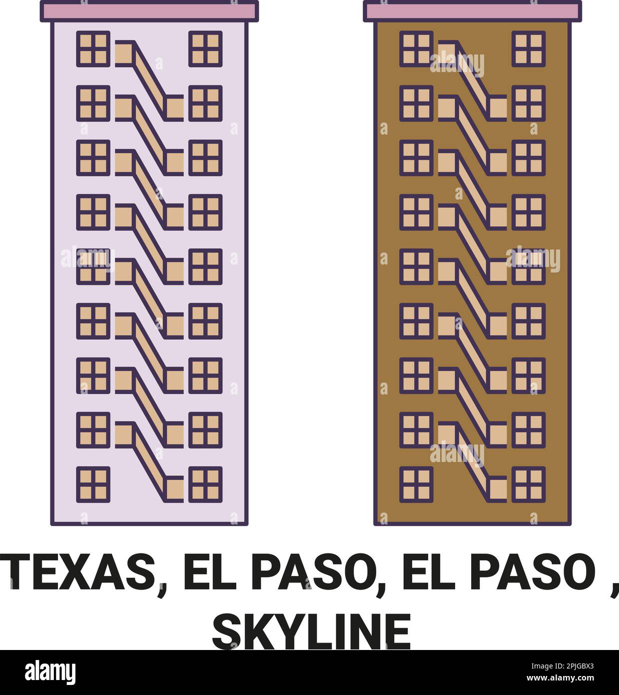 United States, Texas, El Paso, El Paso , Skyline travel landmark vector ...