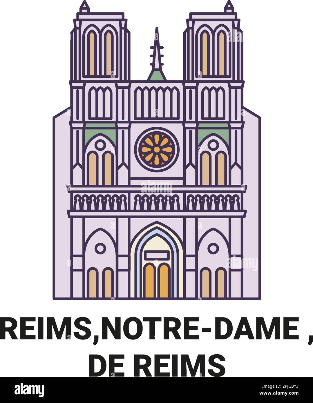 France, Reims,Notredame , De Reims travel landmark vector illustration ...