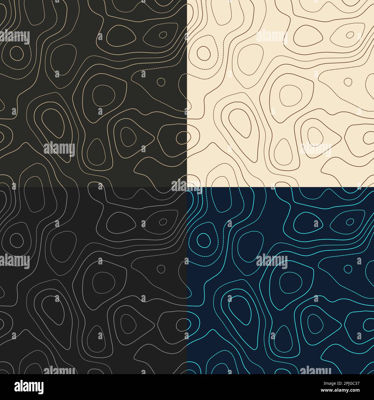 Topography patterns. Seamless elevation map tiles. Attractive isoline ...