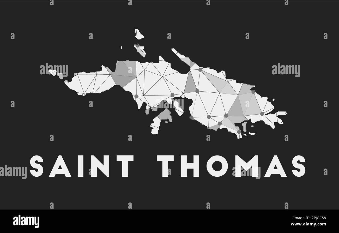 Saint Thomas - communication network map of island. Saint Thomas trendy ...