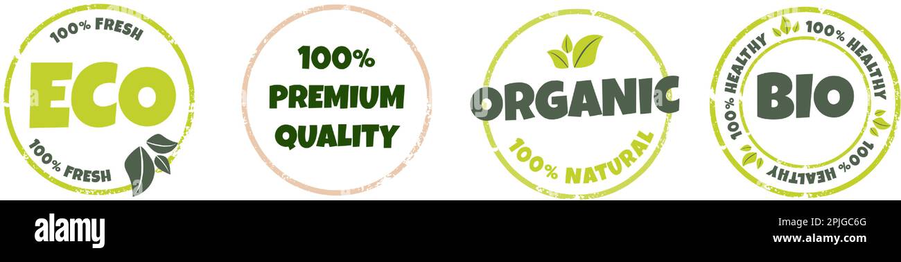 Set of eco, bio, organic and natural products sticker, logo, label ...