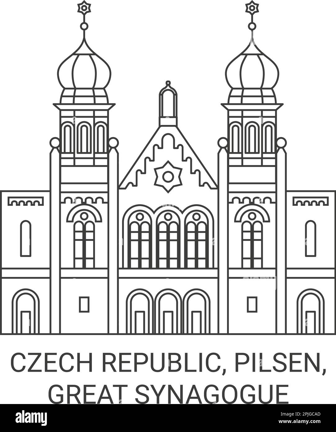 Czech Republic, Pilsen, Great Synagogue travel landmark vector ...