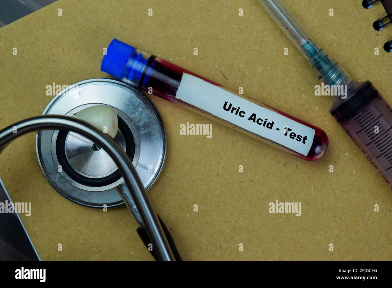 Concept of Uric Acid - Test with blood sample. Healthcare or medical ...