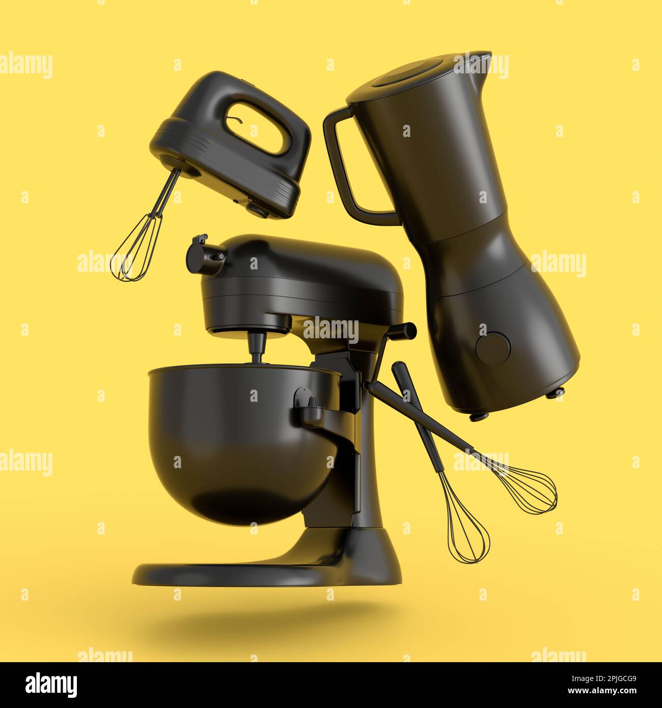 Mixer and hand mixer with kitchen utensil and whisks for preparation of ...