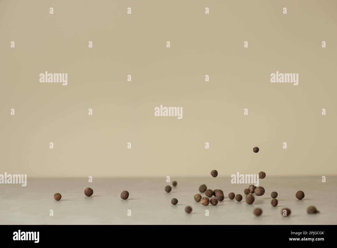 A handful of different spices on the table, side view, culinary ...