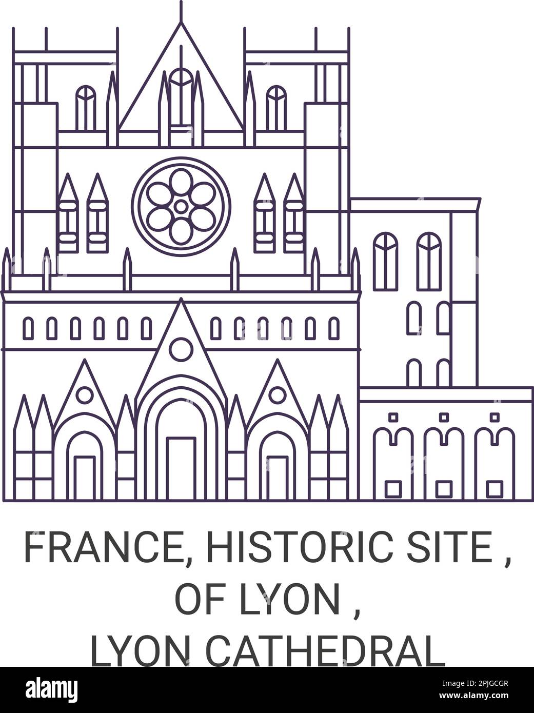 France, Historic Site , Of Lyon ,Lyon Cathedral travel landmark vector ...