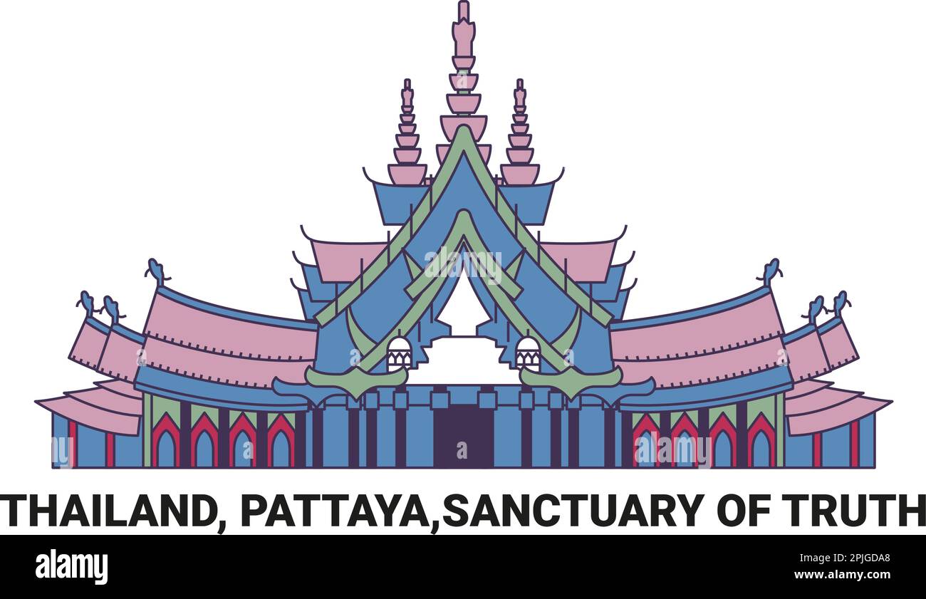 Thailand, Pattaya,Sanctuary Of Truth, travel landmark vector ...
