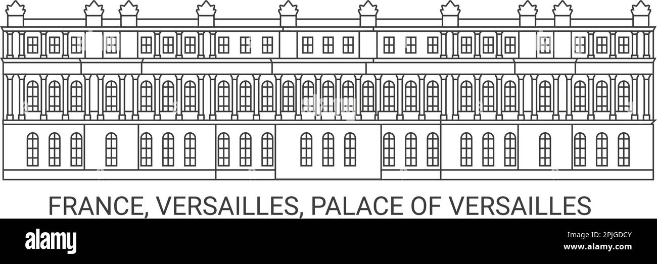 France, Versailles, Palace Of Versailles, travel landmark vector ...