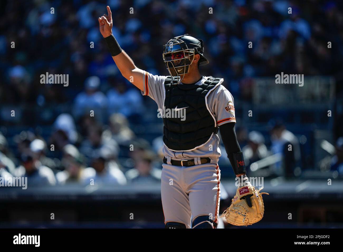 San Francisco Giants catcher Blake Sabol gestures during the second ...