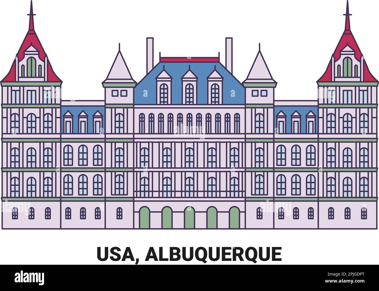 Usa, Albuquerque, travel landmark vector illustration Stock Vector ...