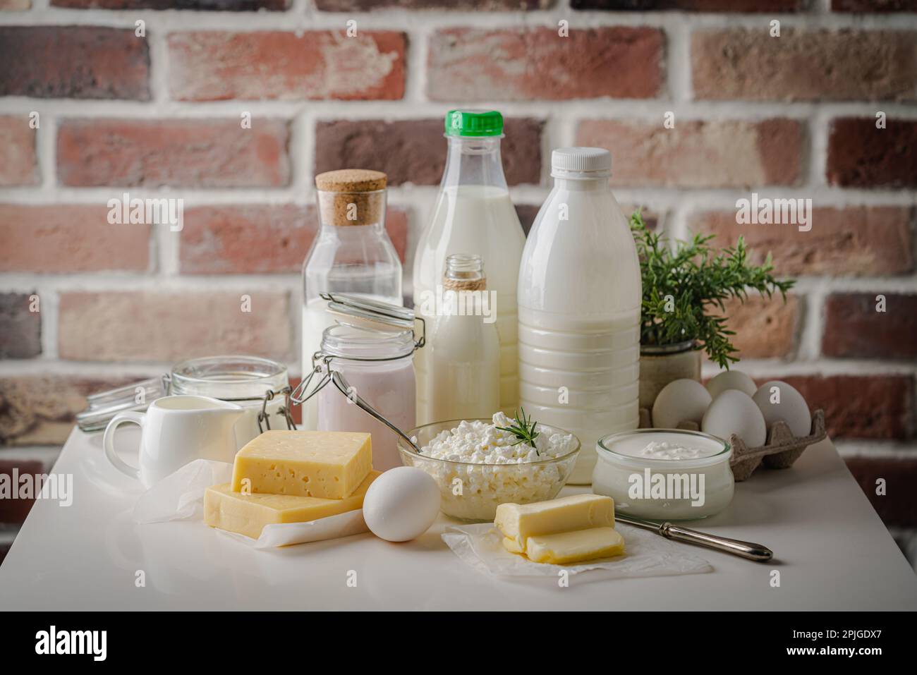 Fresh dairy products Stock Photo - Alamy