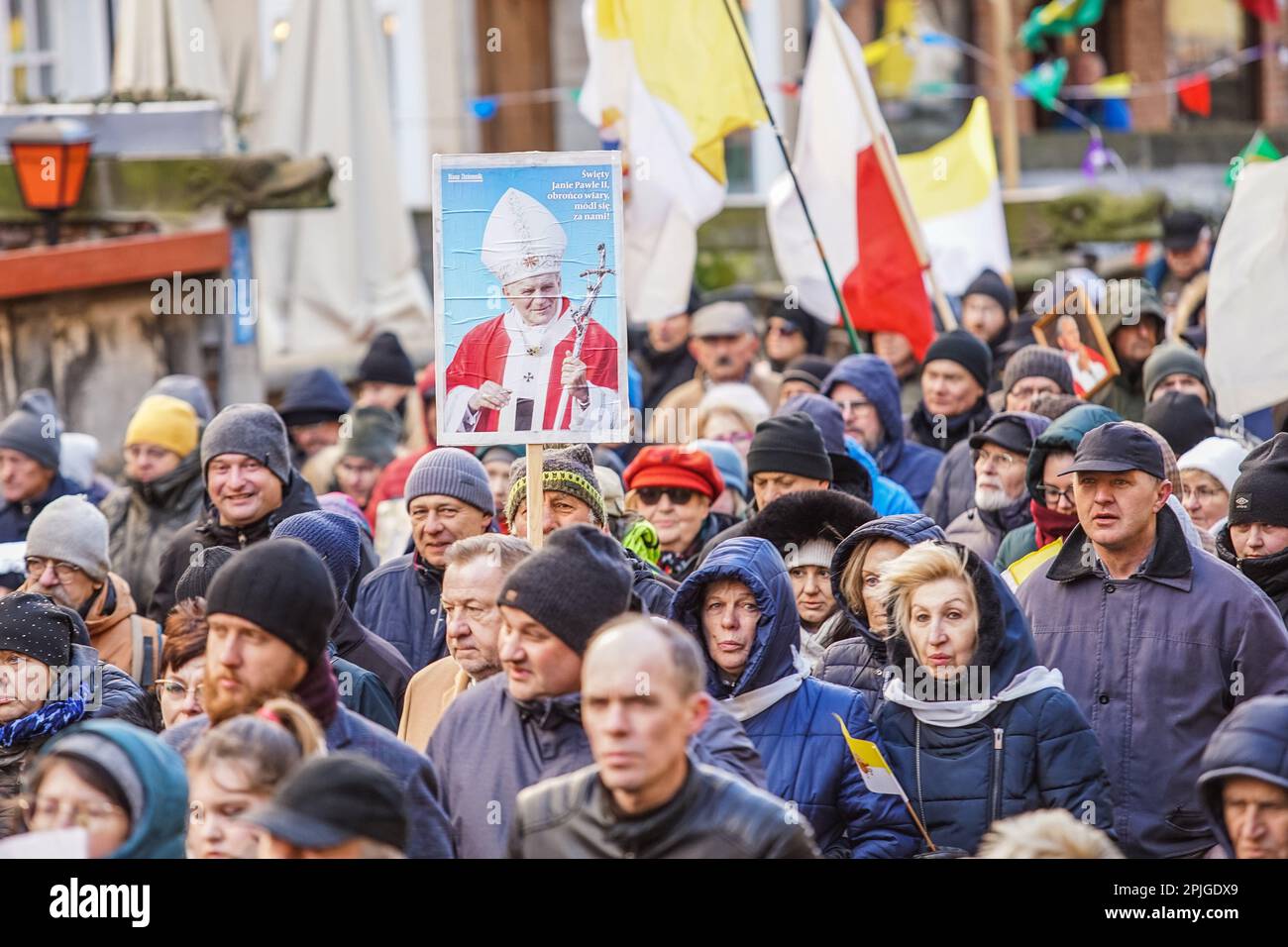 Gdansk, Poland April, 2nd. 2023 Several hundred people with portraits ...