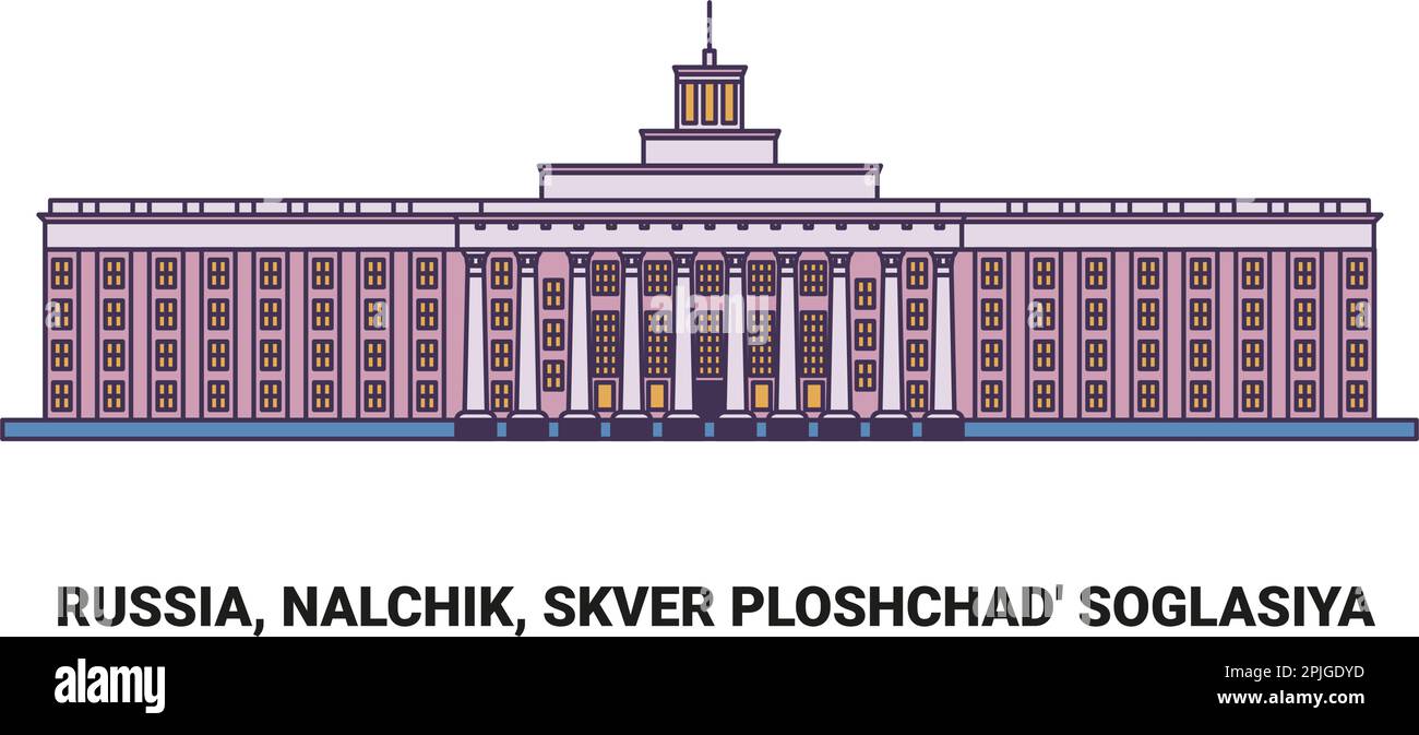 Russia, Nalchik, Skver Ploshchad' Soglasiya, travel landmark vector ...