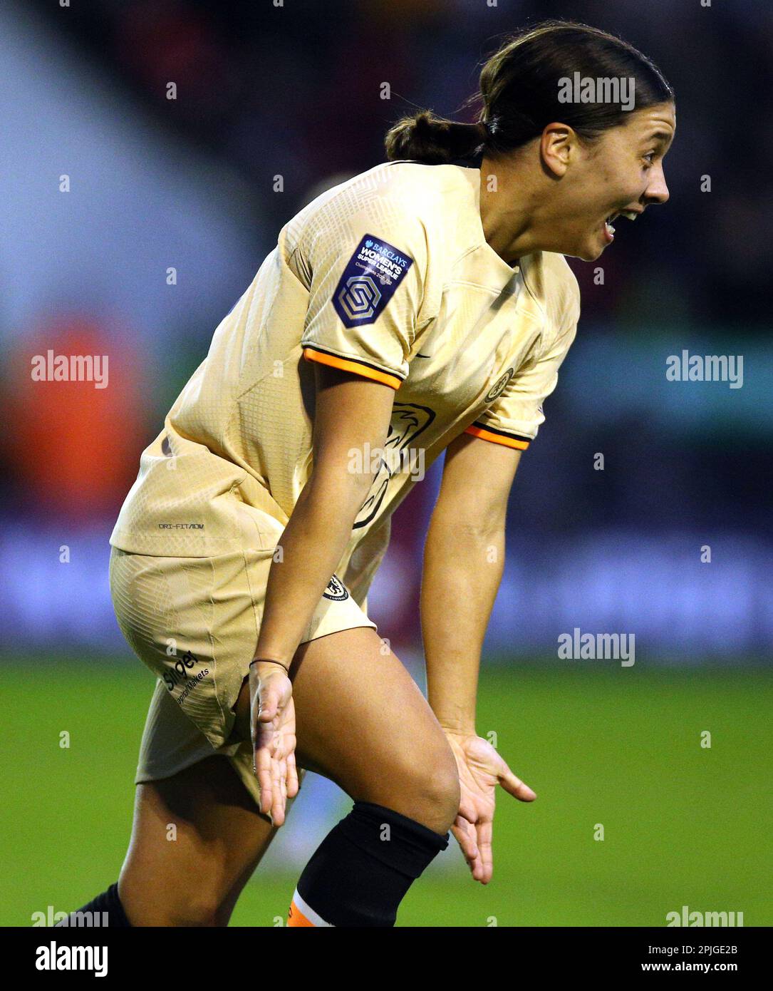 Chelsea's Sam Kerr celebrates scoring their side's third goal of the ...