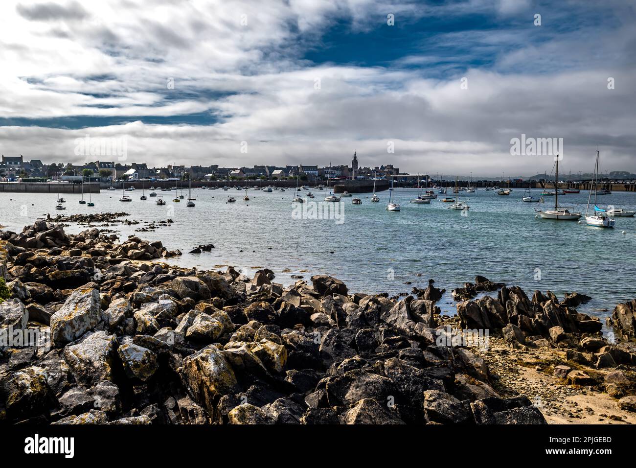 Harbor At City Of Roscoff At The Finistere Atlantic Coast In Brittany ...