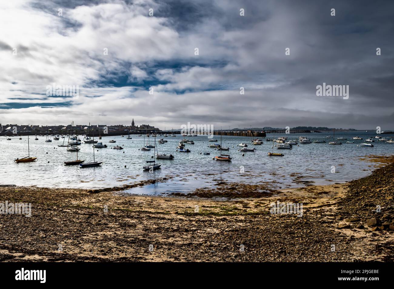 Harbor At City Of Roscoff At The Finistere Atlantic Coast In Brittany ...