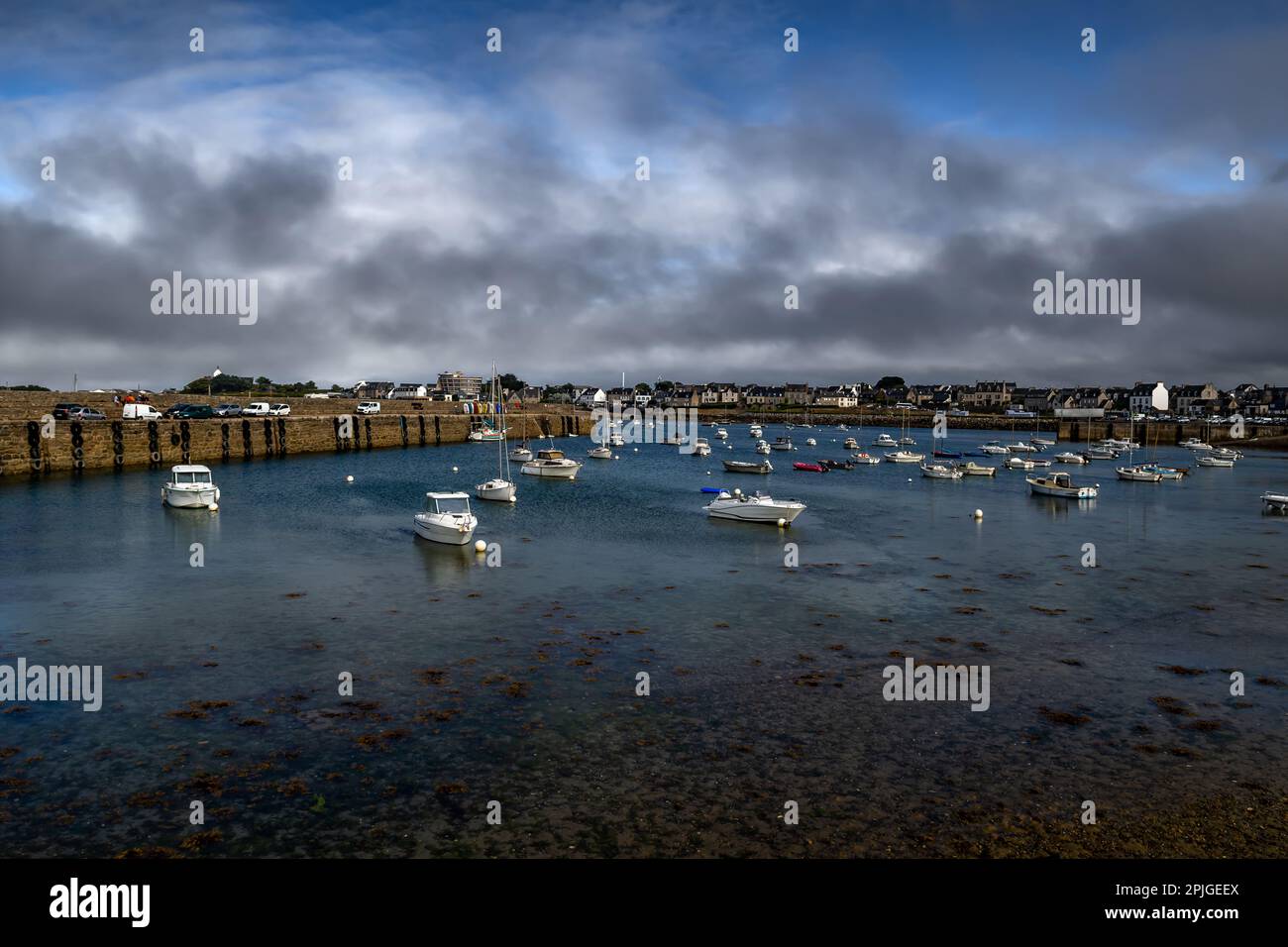 Harbor At City Of Roscoff At The Finistere Atlantic Coast In Brittany ...