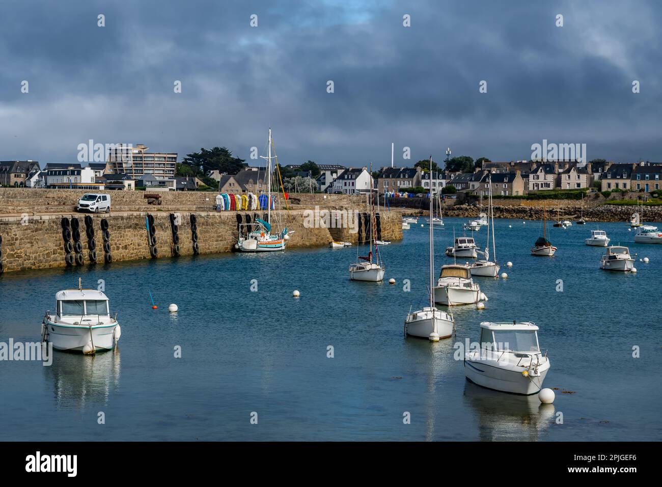 Harbor At City Of Roscoff At The Finistere Atlantic Coast In Brittany ...