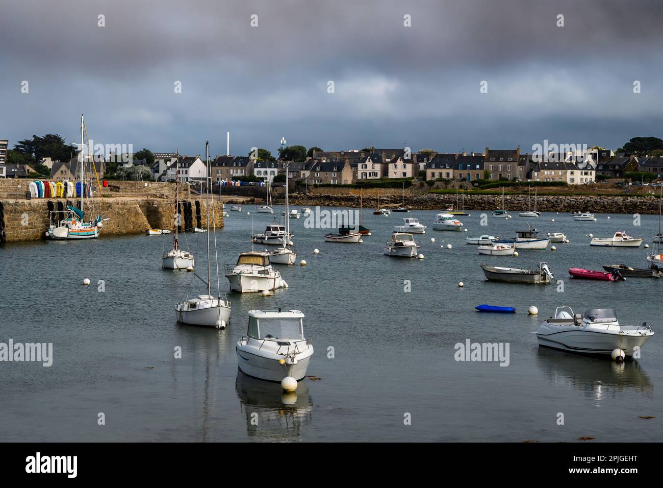 Harbor At City Of Roscoff At The Finistere Atlantic Coast In Brittany ...