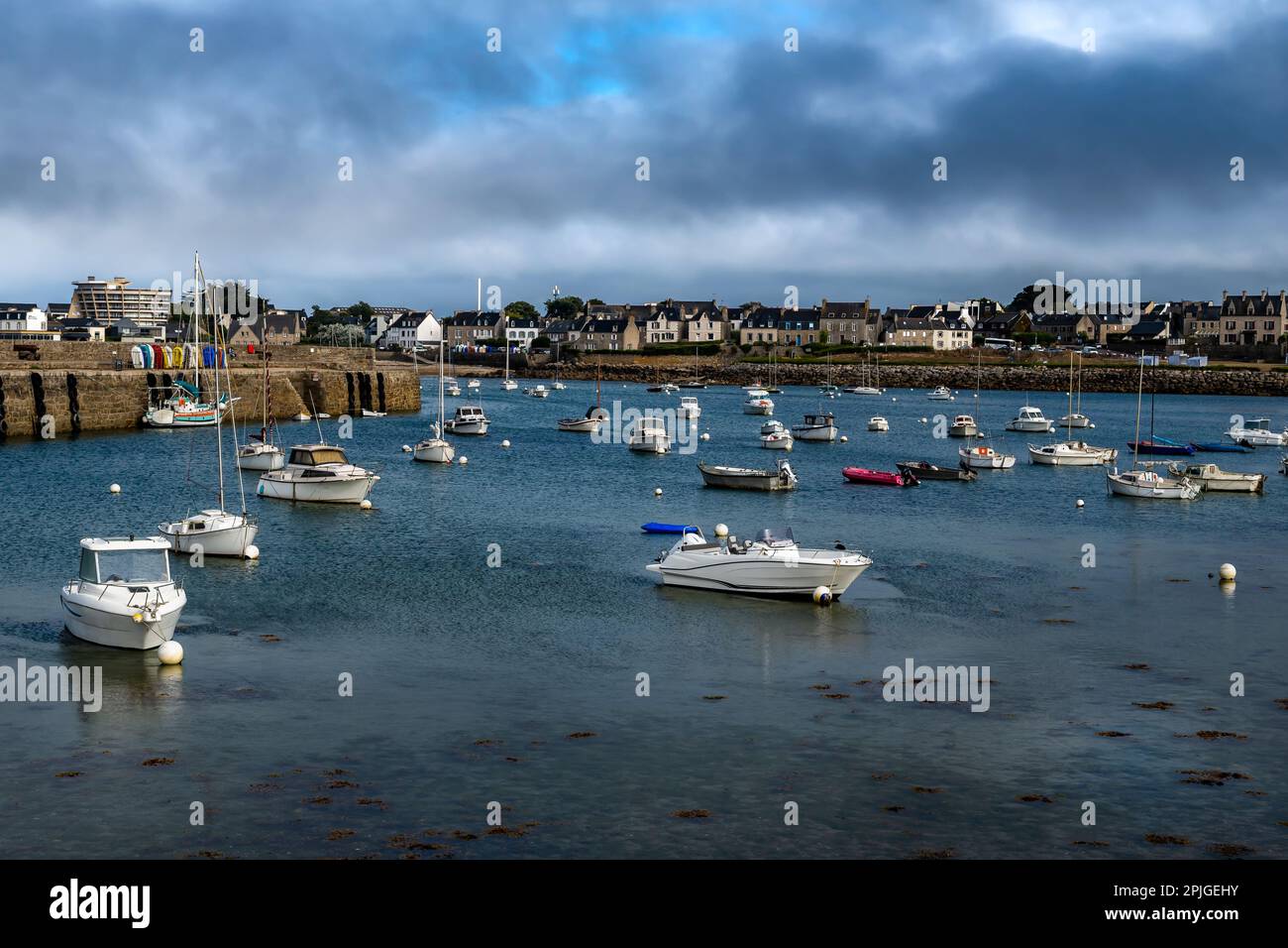 Harbor At City Of Roscoff At The Finistere Atlantic Coast In Brittany ...
