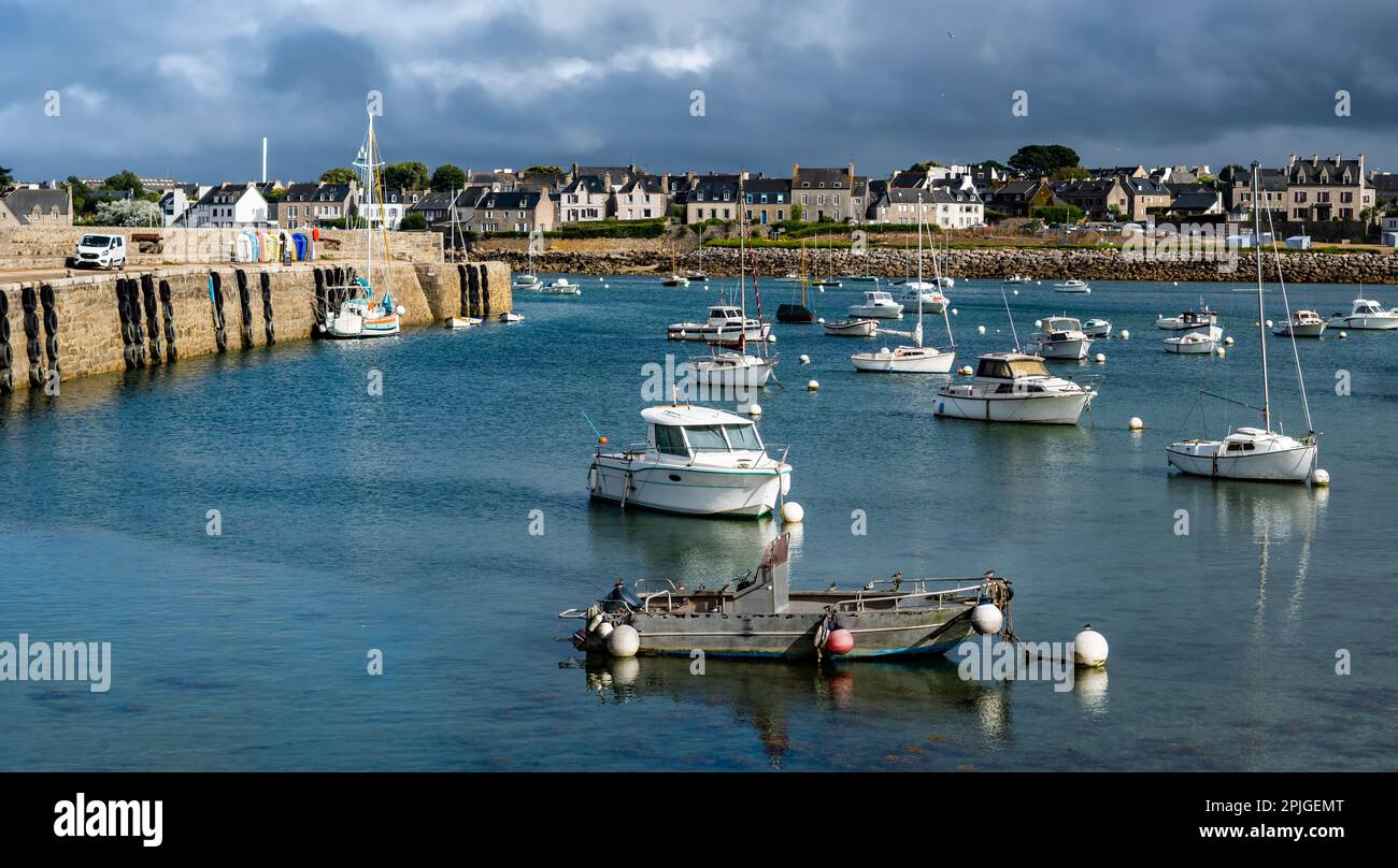 Harbor At City Of Roscoff At The Finistere Atlantic Coast In Brittany ...