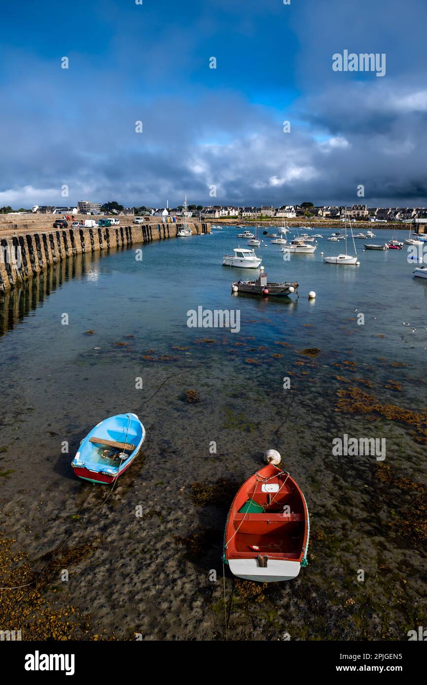 Harbor At City Of Roscoff At The Finistere Atlantic Coast In Brittany ...