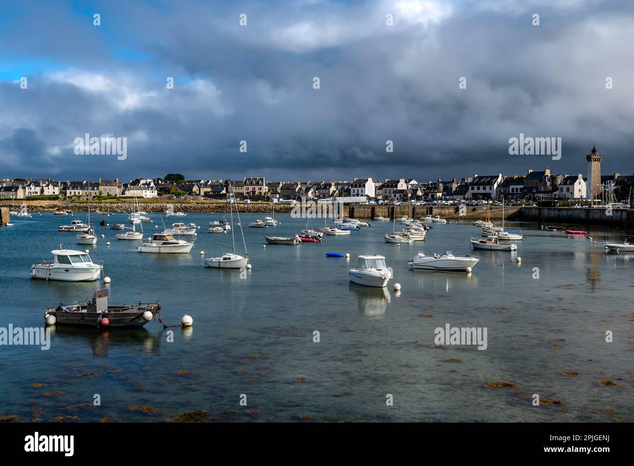 Harbor At City Of Roscoff At The Finistere Atlantic Coast In Brittany ...