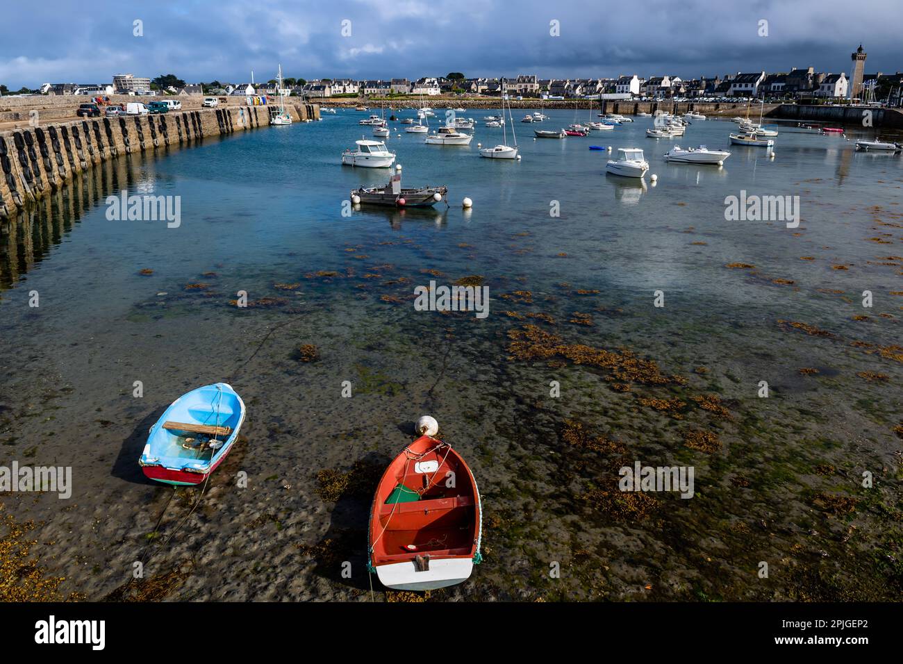 Harbor At City Of Roscoff At The Finistere Atlantic Coast In Brittany ...