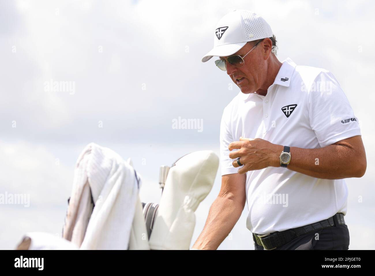 Captain Phil Mickelson of HyFlyers GC seen on the driving range during ...
