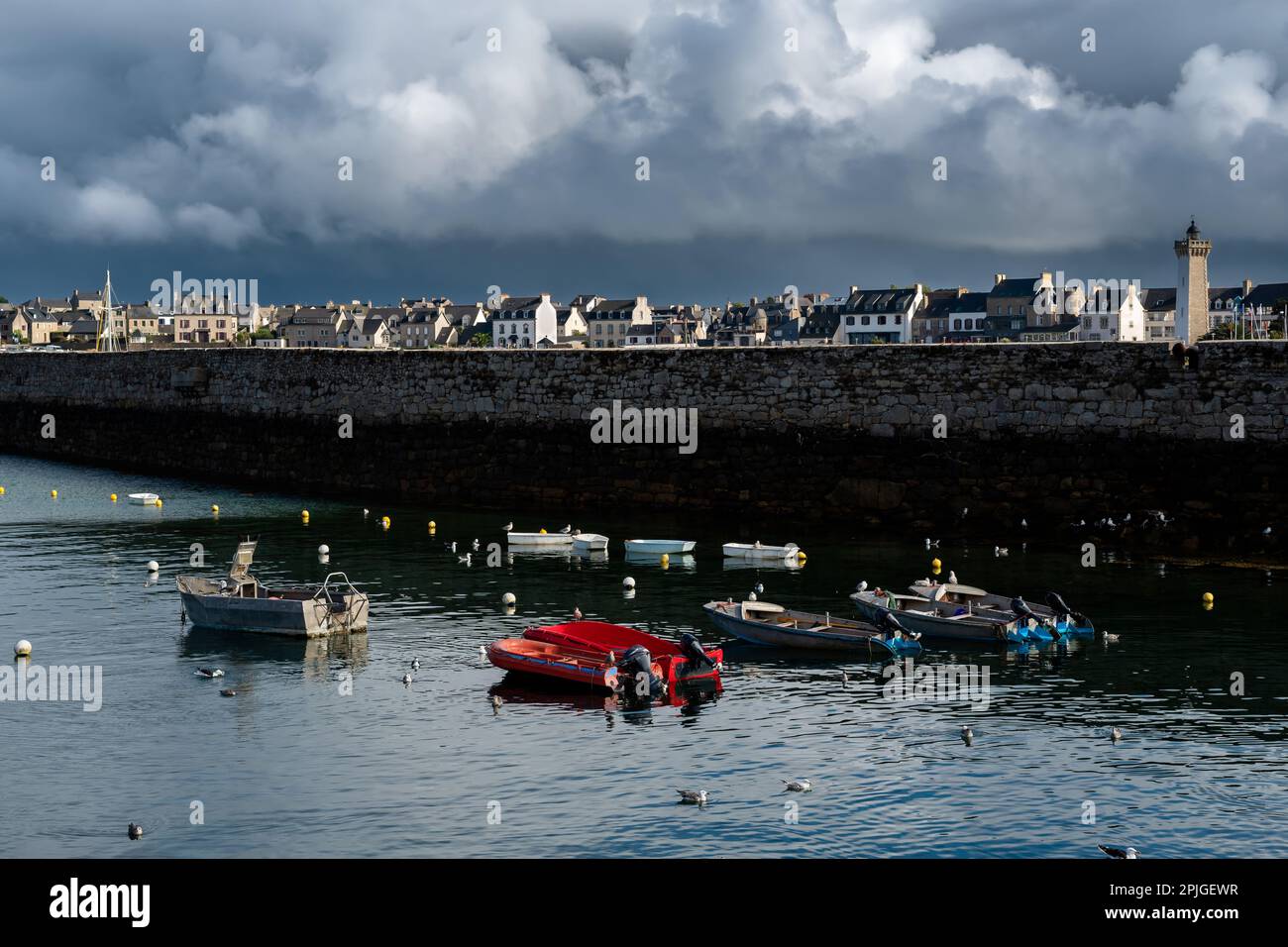 Harbor At City Of Roscoff At The Finistere Atlantic Coast In Brittany ...