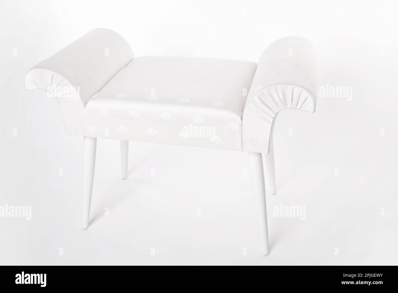 White satin vintage bench isolated on a white background. Studio photo ...