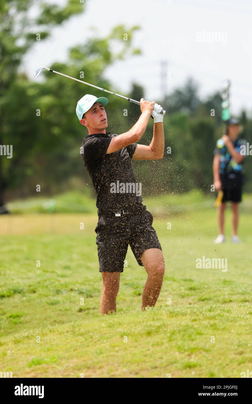 David Puig of Torque GC hits his shot on the tenth hole during the ...
