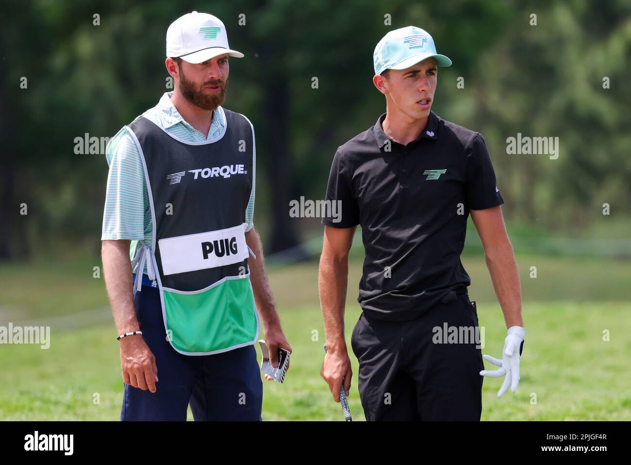 David Puig of Torque GC and his caddie seen on the tenth hole during ...