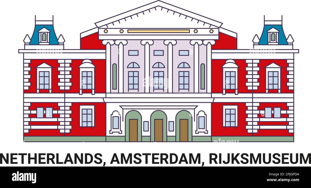 Netherlands, Amsterdam, Rijksmuseum, travel landmark vector ...
