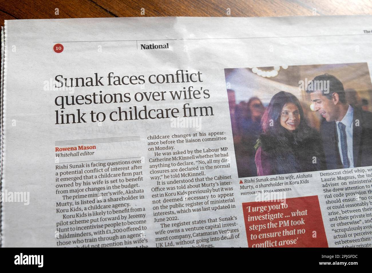 Rishi 'Sunak faces conflict questions over wife 's link to childcare ...