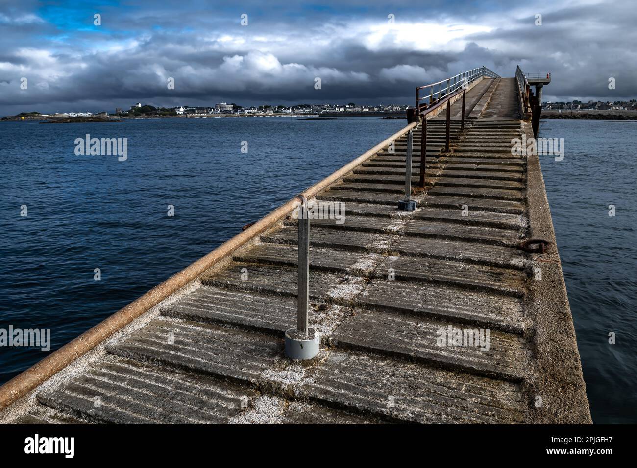 Bridge To Ferry Station At City Of Roscoff At The Finistere Atlantic ...