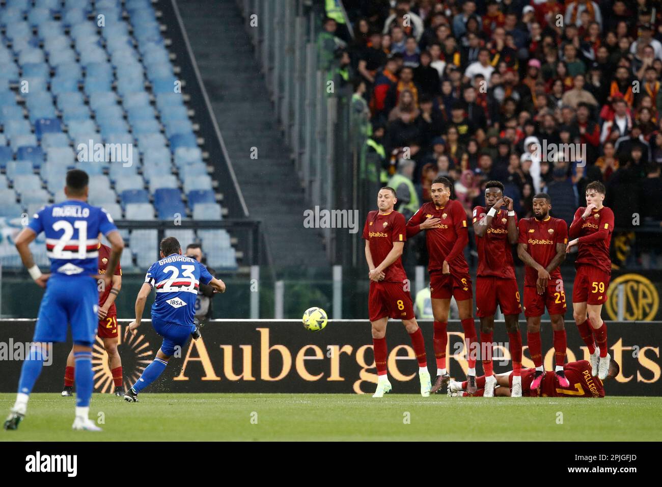 Rome, Italy. 02nd Apr, 2023. Manolo Gabbiadini, left, of Sampdoria ...