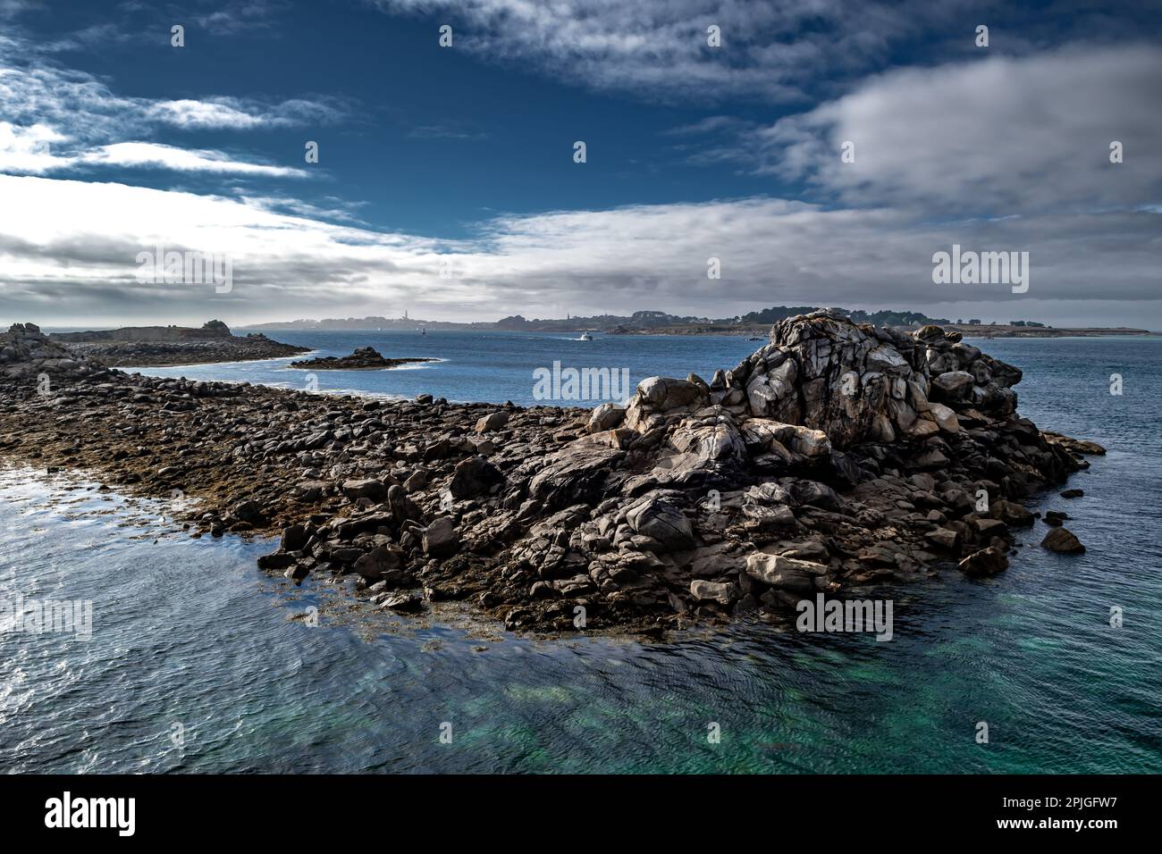 View To Ile De Batz At City Of Roscoff At The Finistere Atlantic Coast ...