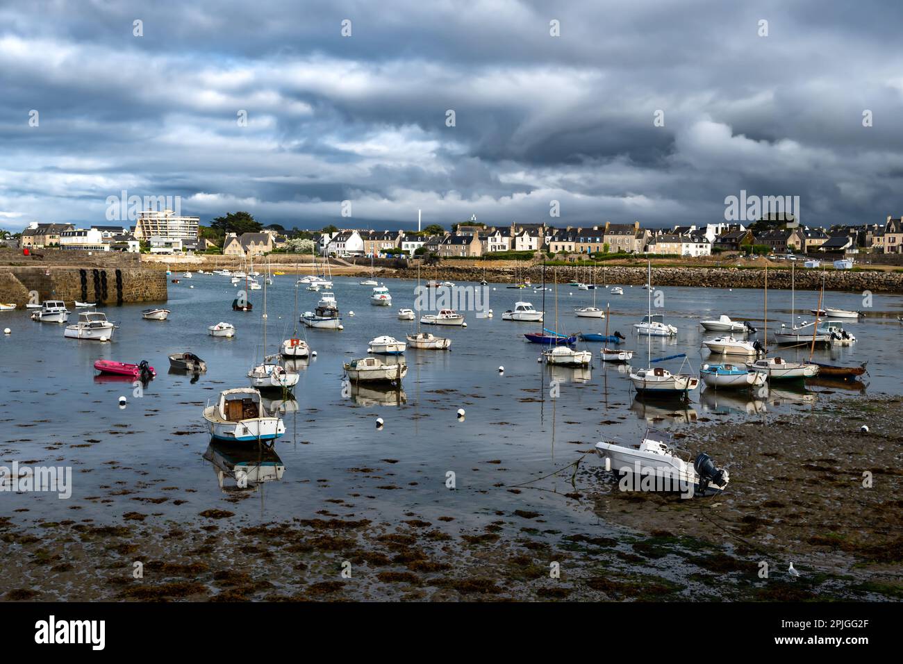 Harbor At City Of Roscoff At The Finistere Atlantic Coast In Brittany ...