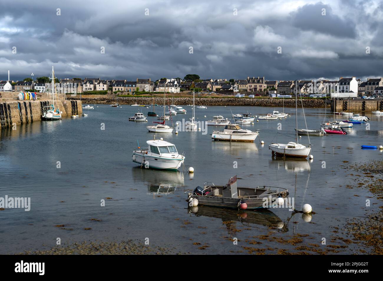Harbor At City Of Roscoff At The Finistere Atlantic Coast In Brittany ...