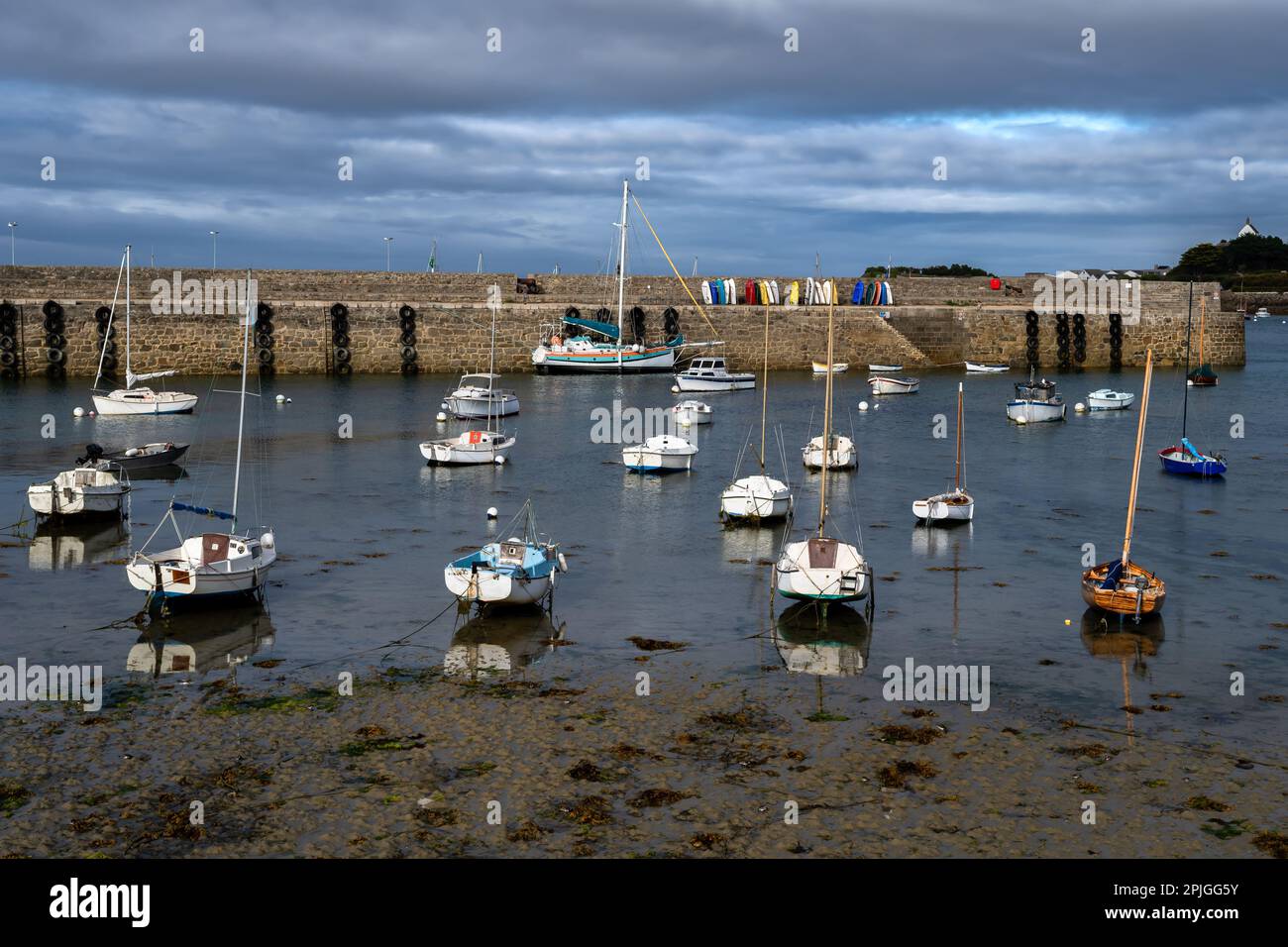 Harbor At City Of Roscoff At The Finistere Atlantic Coast In Brittany ...