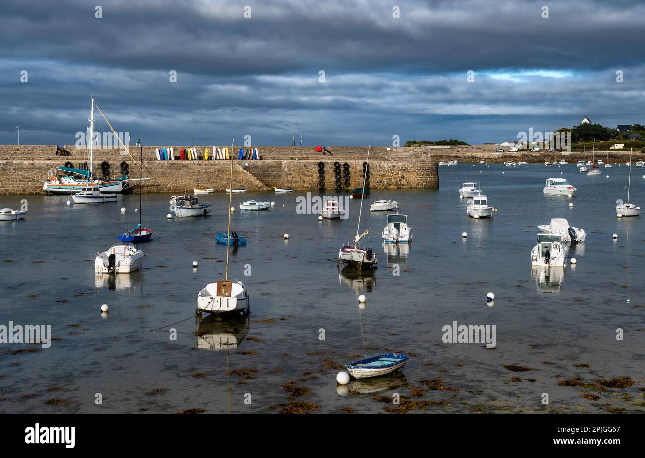 Harbor At City Of Roscoff At The Finistere Atlantic Coast In Brittany ...