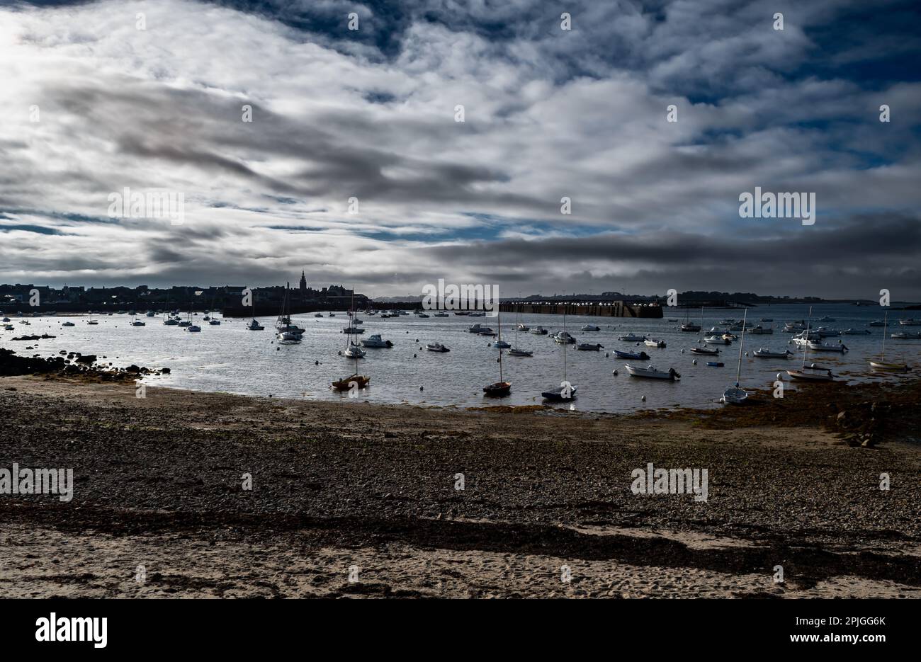 Harbor At City Of Roscoff At The Finistere Atlantic Coast In Brittany ...
