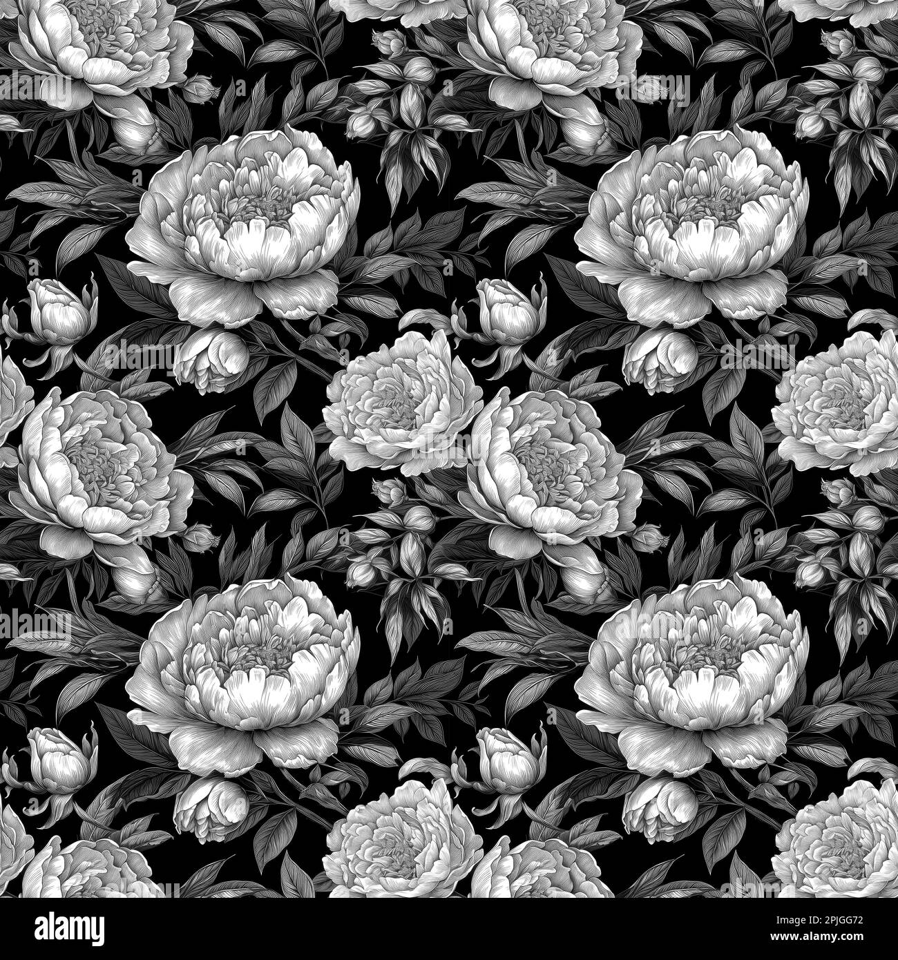 Seamless floral background with peony flowers. Peony flowers pattern ...