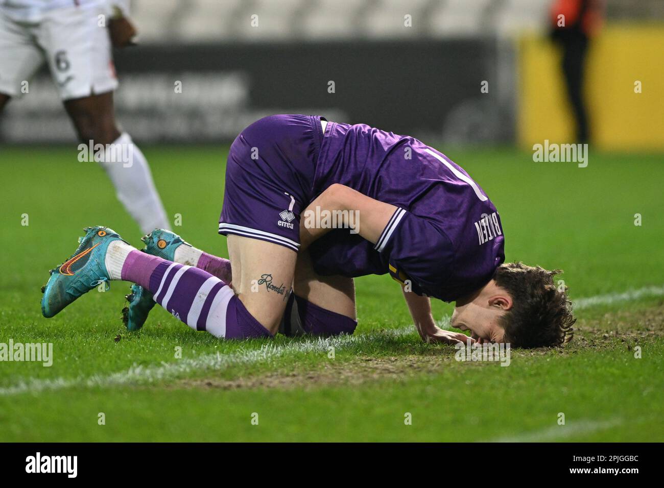 Antwerp, Belgium. 02nd Apr, 2023. Beerschot's Thibo Baeten pictured ...