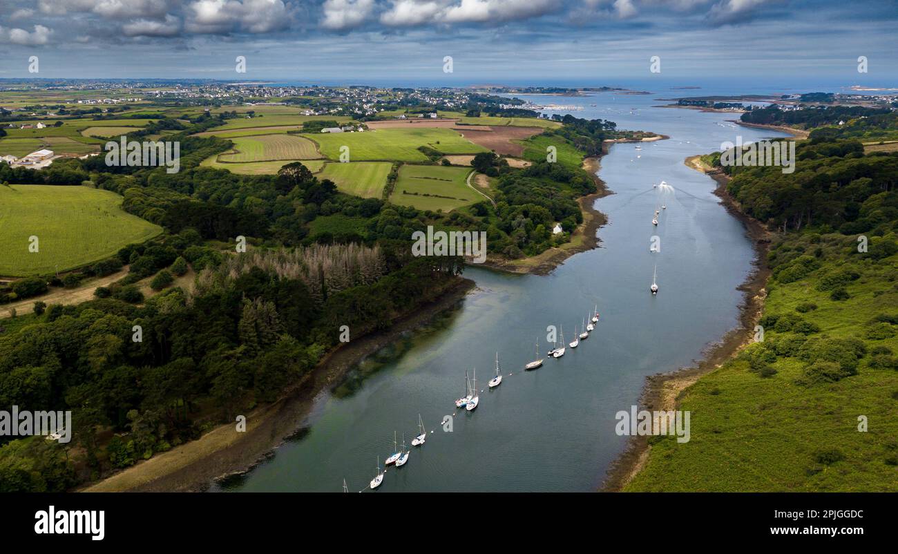 River Aber Wrac'h And Landscape In Region Landeda At The Finistere ...