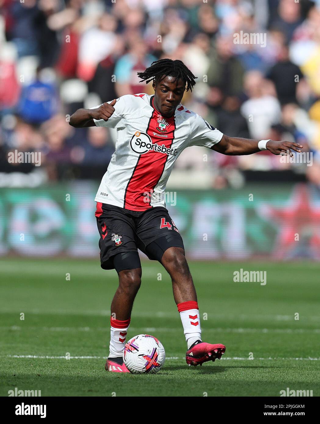 London, UK. 2nd Apr, 2023. Romeo Lavia of Southampton during the ...