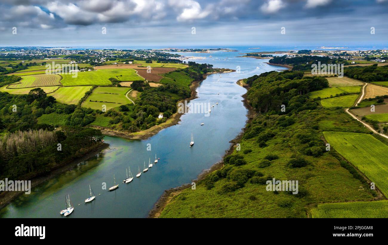 River Aber Wrac'h And Landscape In Region Landeda At The Finistere ...